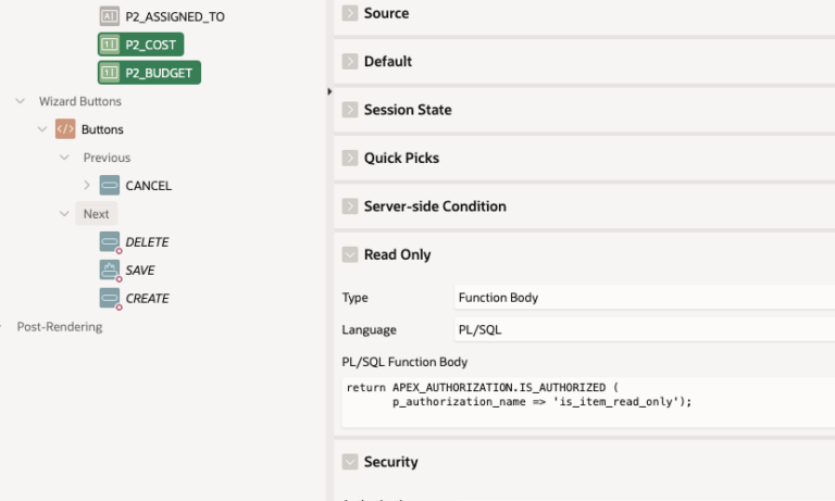 How to dynamically set your Oracle APEX elements to the read-only state? - Pretius